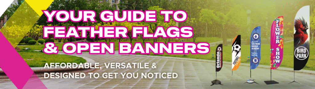 Open Banners & Feather Flags: A Complete Guide for Businesses - Lush ...